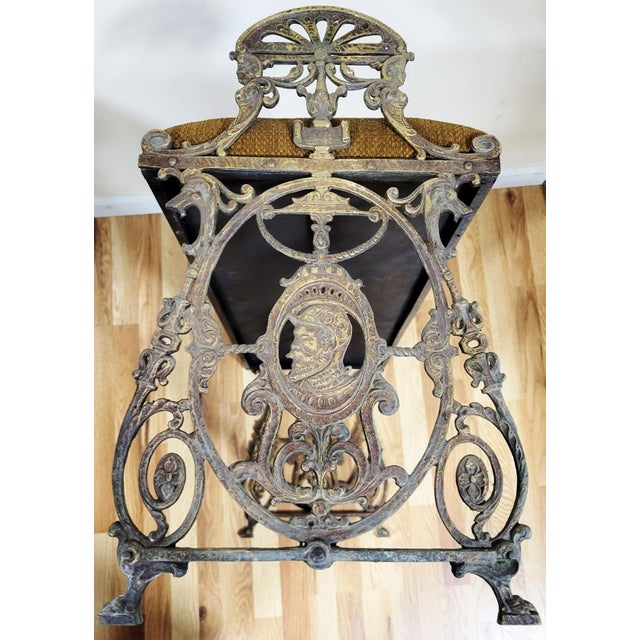 Antique Wrought Bronze & Iron Oscar Bach Style Knight Lion Hall Bench ...