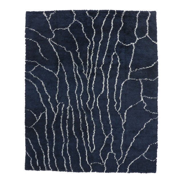 Large Navy Blue Moroccan Rug - 10'10 X 13'04 | Chairish