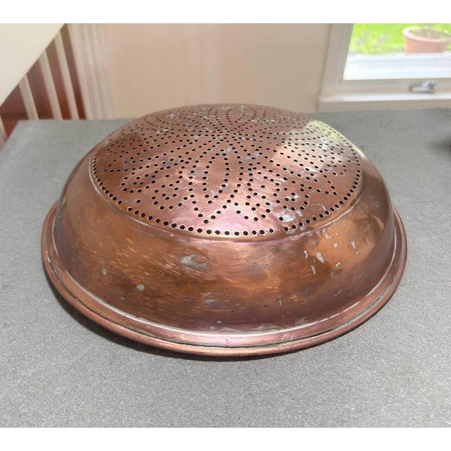 Mid 20th Century Vintage Large Copper Sieve | Chairish