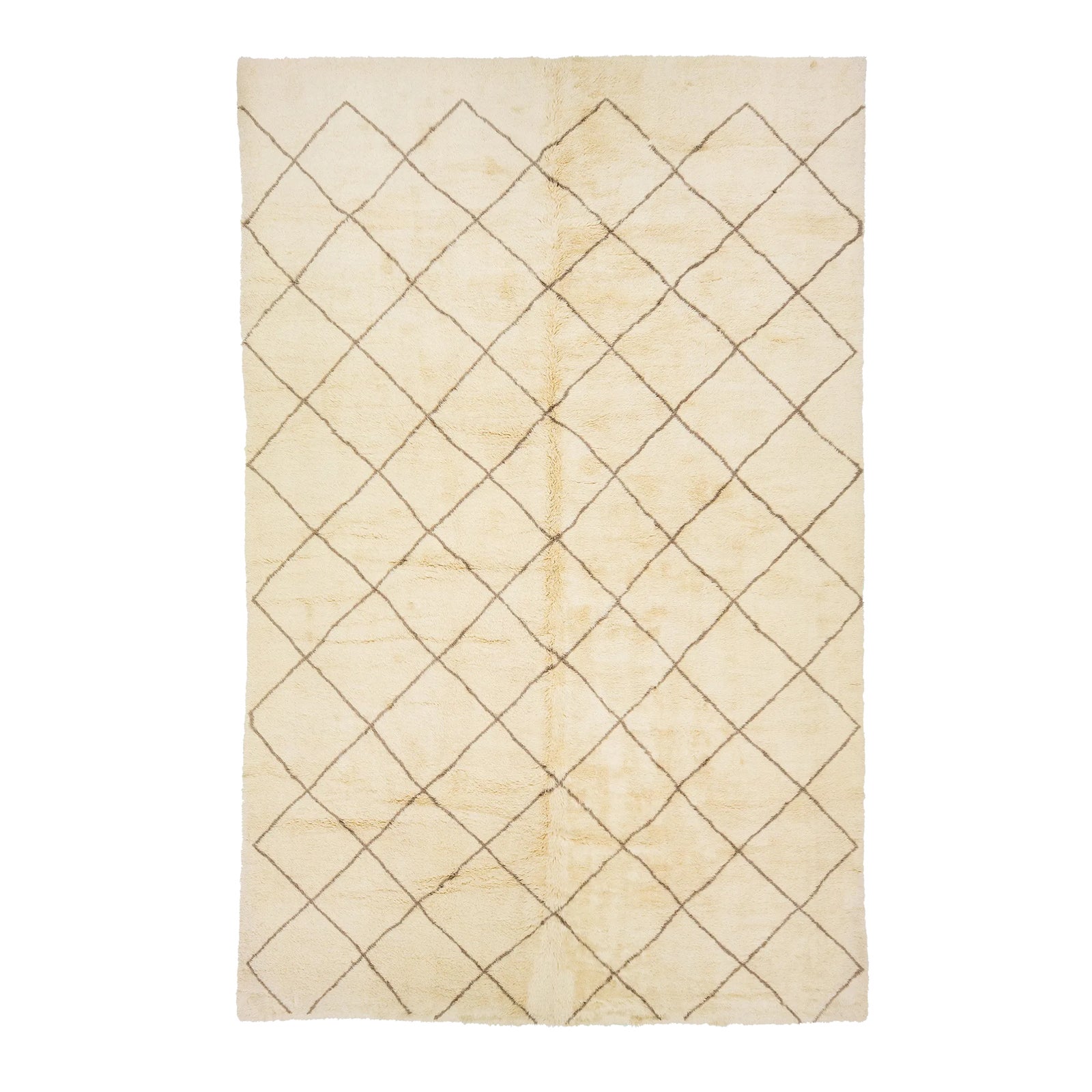 Oversize Modern Ivory Wool Rug Moroccan Style With Geometric Pattern ...