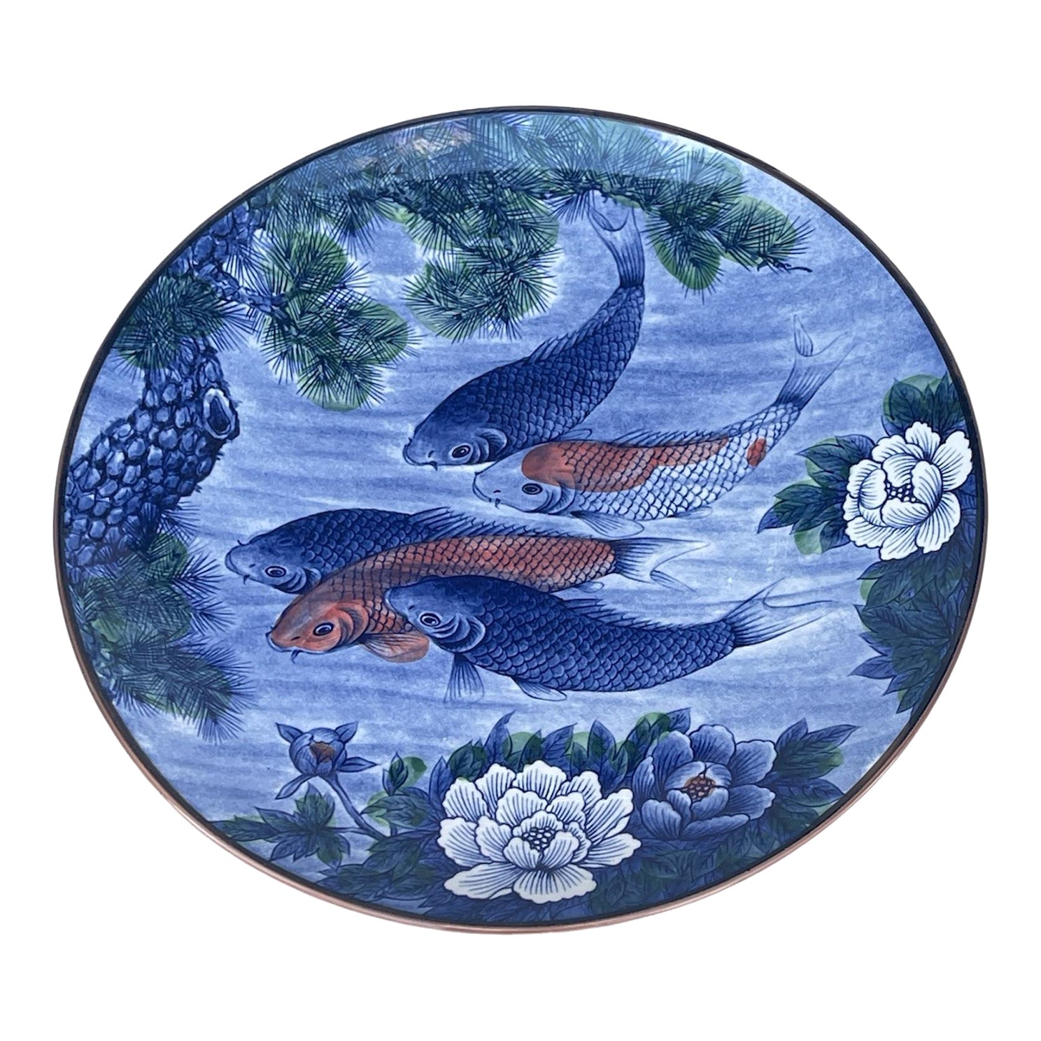 Vintage 1970s Japanese Koi Fish and Lotus Flower Decorative Platter ...