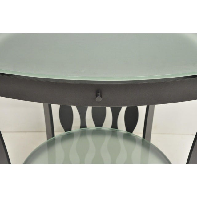 Steel & Glass Modernist Demilune Side Tables - A Pair | Chairish