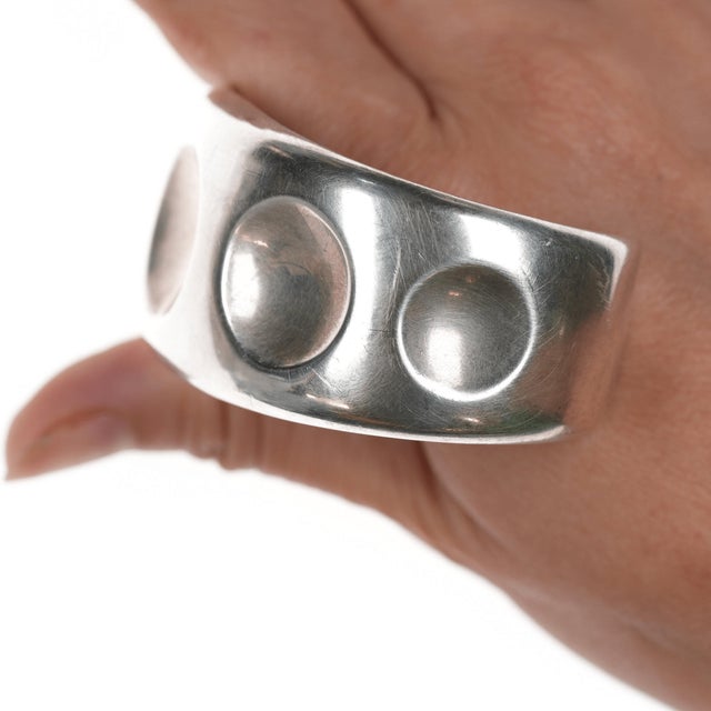6.25" Ray Scott Navajo Silver modernist style cuff bracelet | Chairish