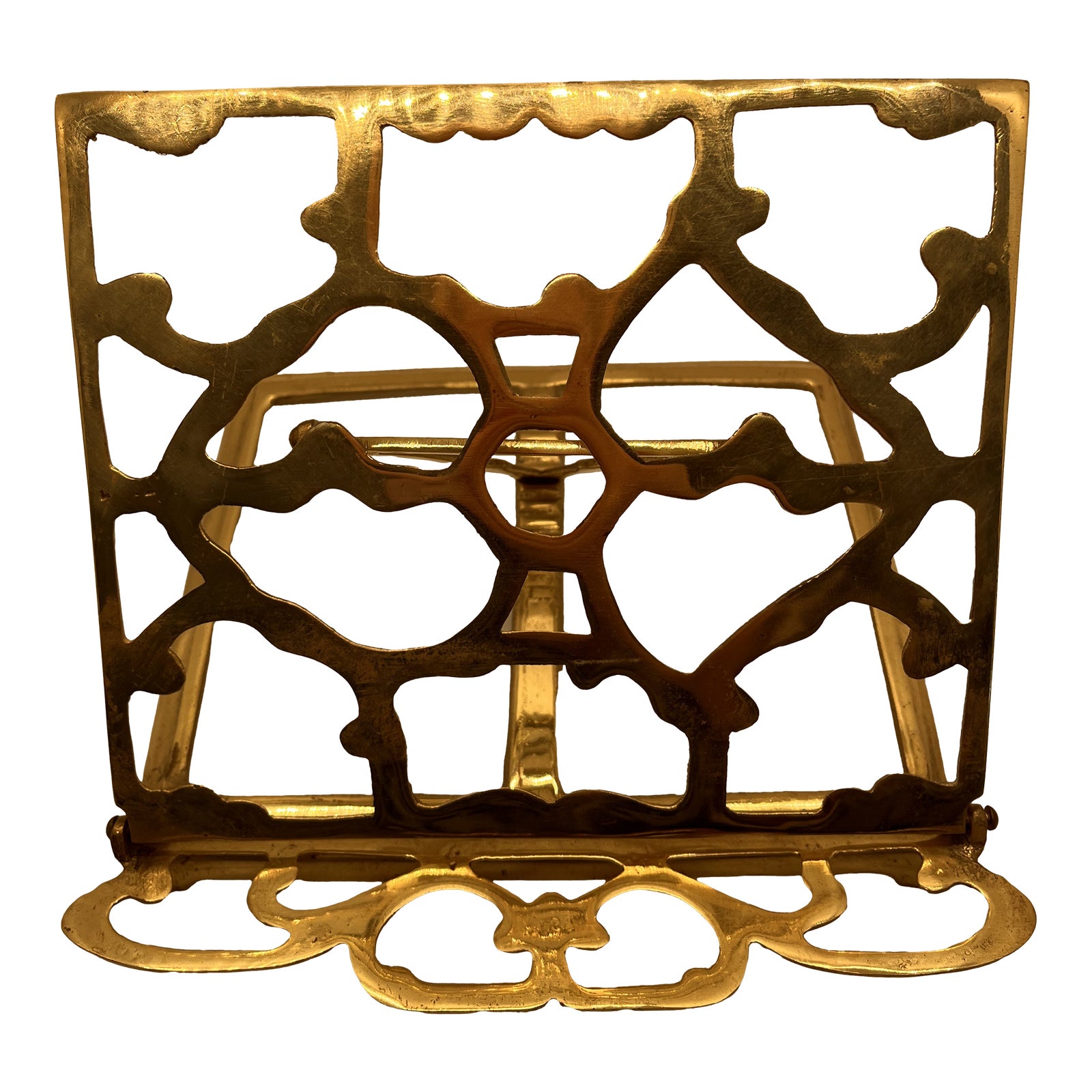 Mid Century Solid Brass Folding Bookstand Footed Adjustable | Chairish