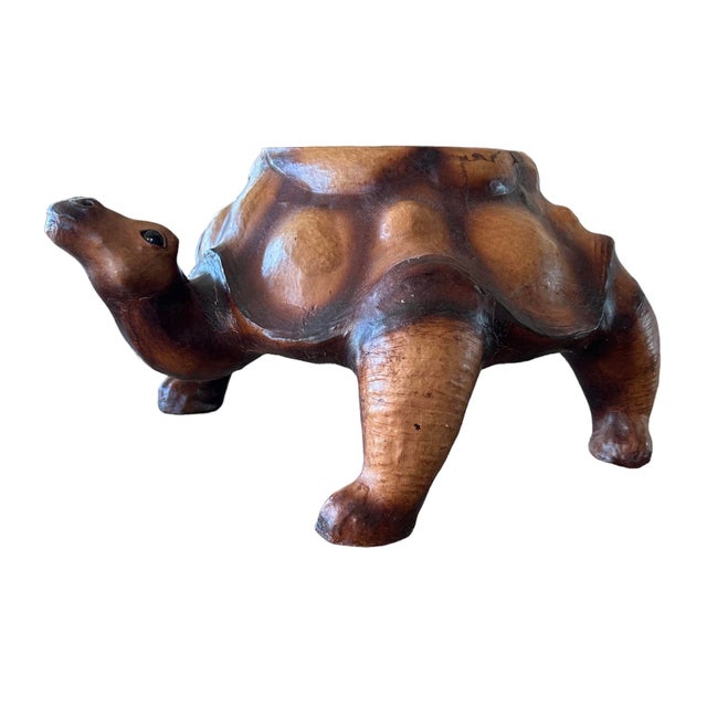 Vintage Leather Tortoise Foot Stool | Chairish