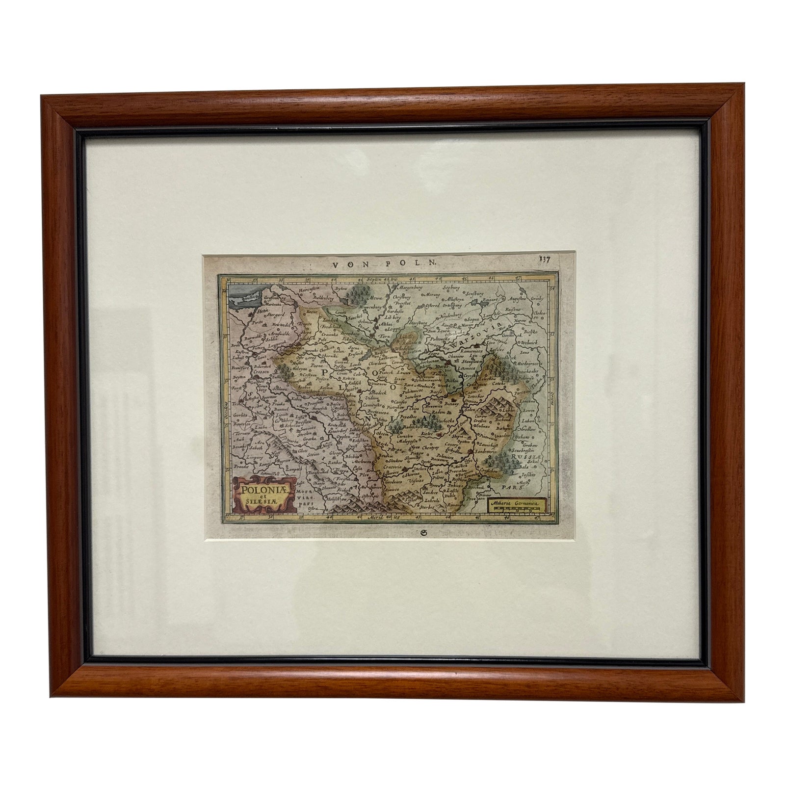 Antique Framed Map of Poland | Chairish