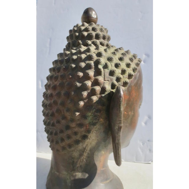 Large Chinese Copper Buddha Head | Chairish