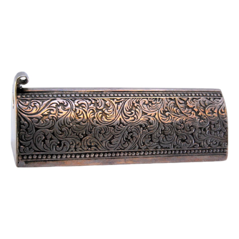 Silver Toothpick Holder in Triangular Shape | Chairish
