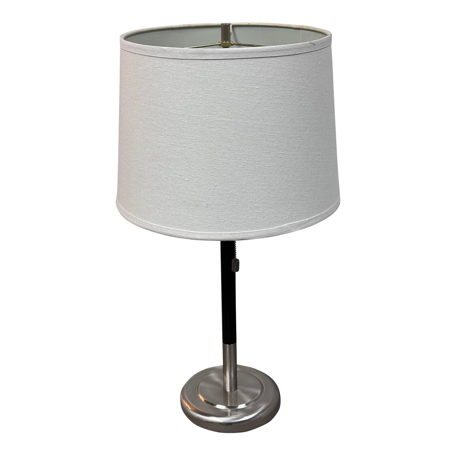 Contemporary Silver Finish + Leather Wrap Table Lamp | Chairish