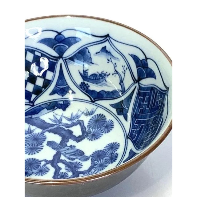 1950s Chinese Batavia Ware Blue and White Bowl With Interior Scenes ...