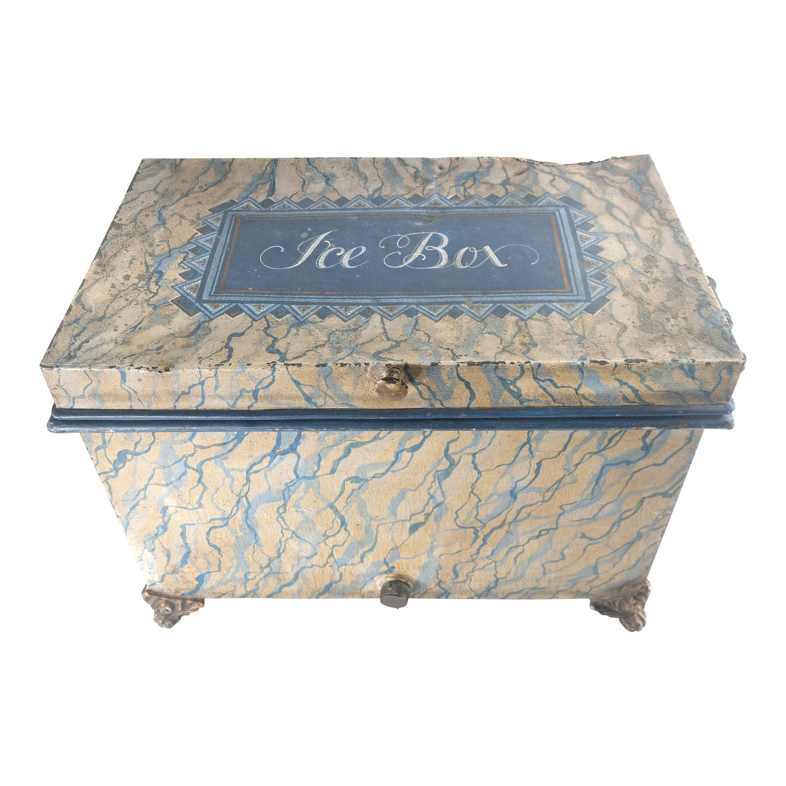 19th Century Folk Tole Painted Swedish Style German Ice Box Chest ...