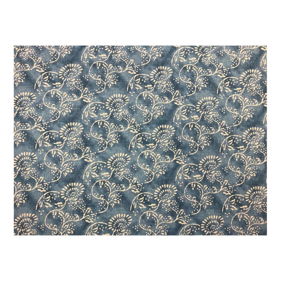 C&c Milano Spring Ocean Linen Floral French Blue Cream Upholstery ...