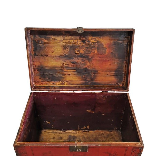 1900s Red Antique Trunk | Chairish