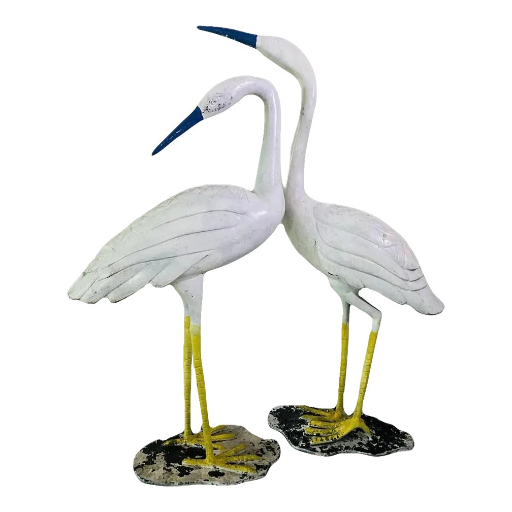 Mid 20th Century Miami Beach Egrets Garden Statues - A Pair | Chairish