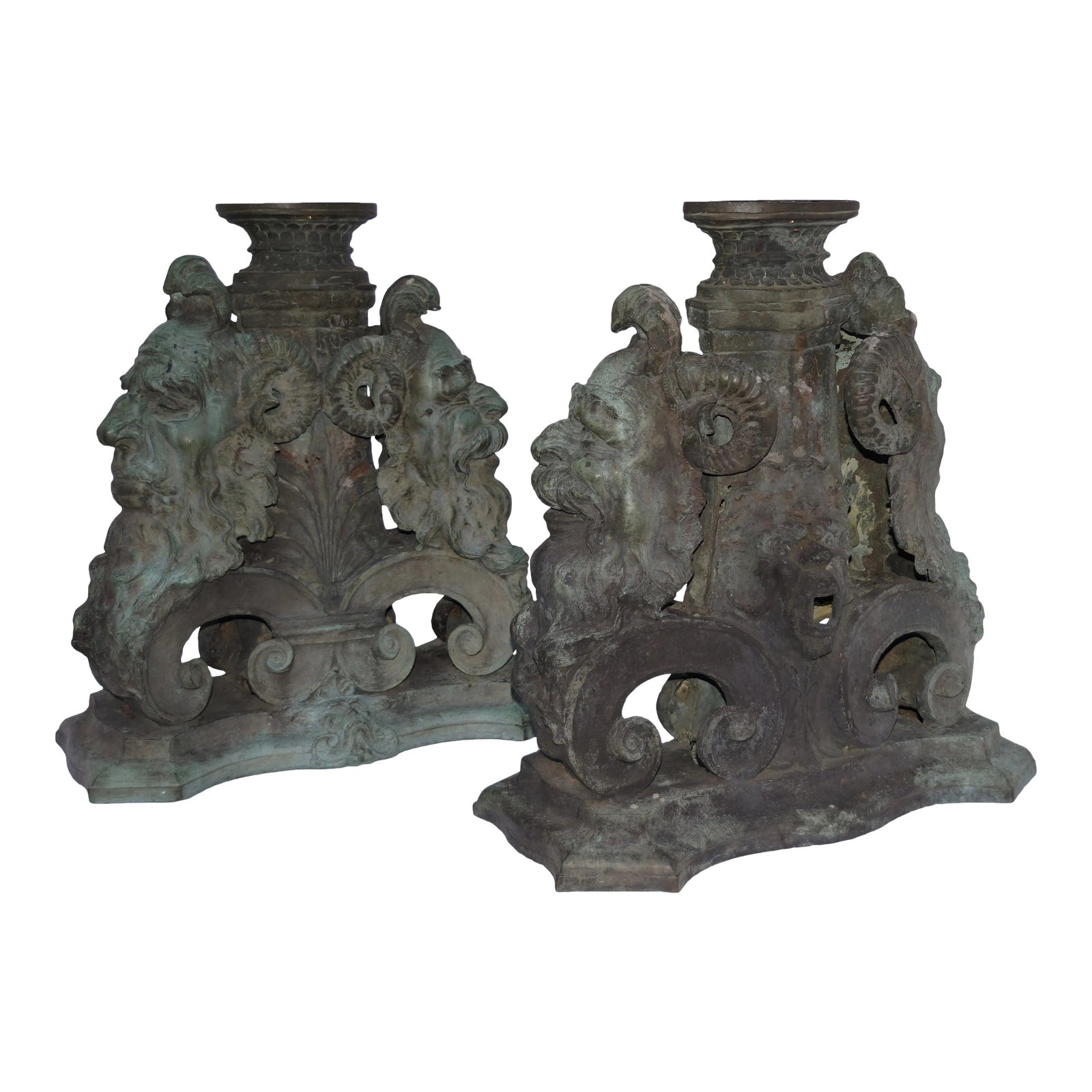 Continental Rococo Figural Bronze Stanchions - a Pair | Chairish