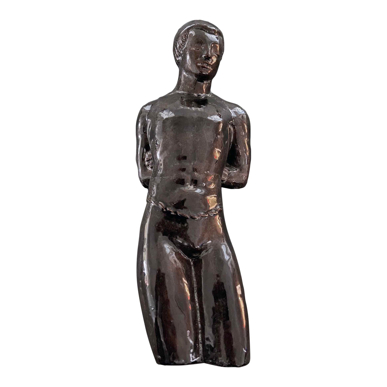 1930s Ceramic Sculpture, "Shirtless Standing Man", Golden Gate Expo Era ...