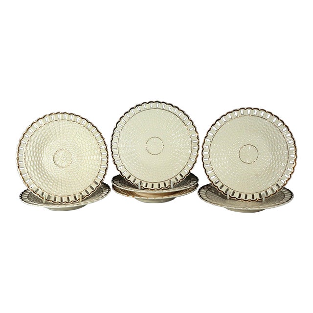 European Creamware Openwork Dessert Plates- Set of Seven | Chairish
