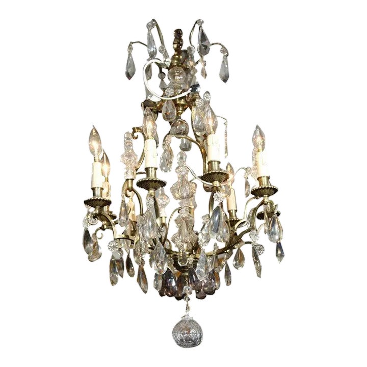 Bronze and Crystal Chandelier | Chairish