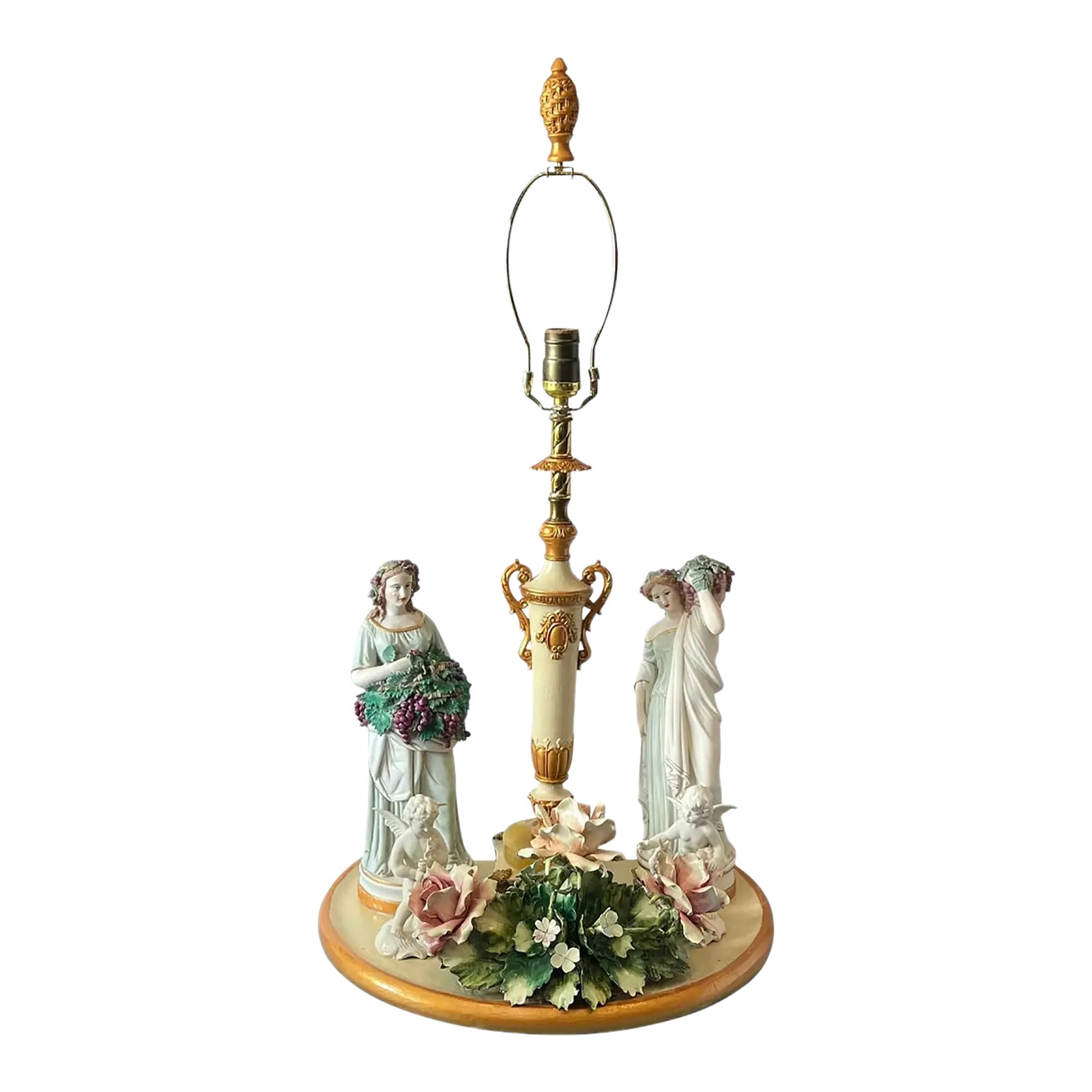 MInton Dresden Capodimonte Bisque Maiden and Cherub Floral Porcelain ...