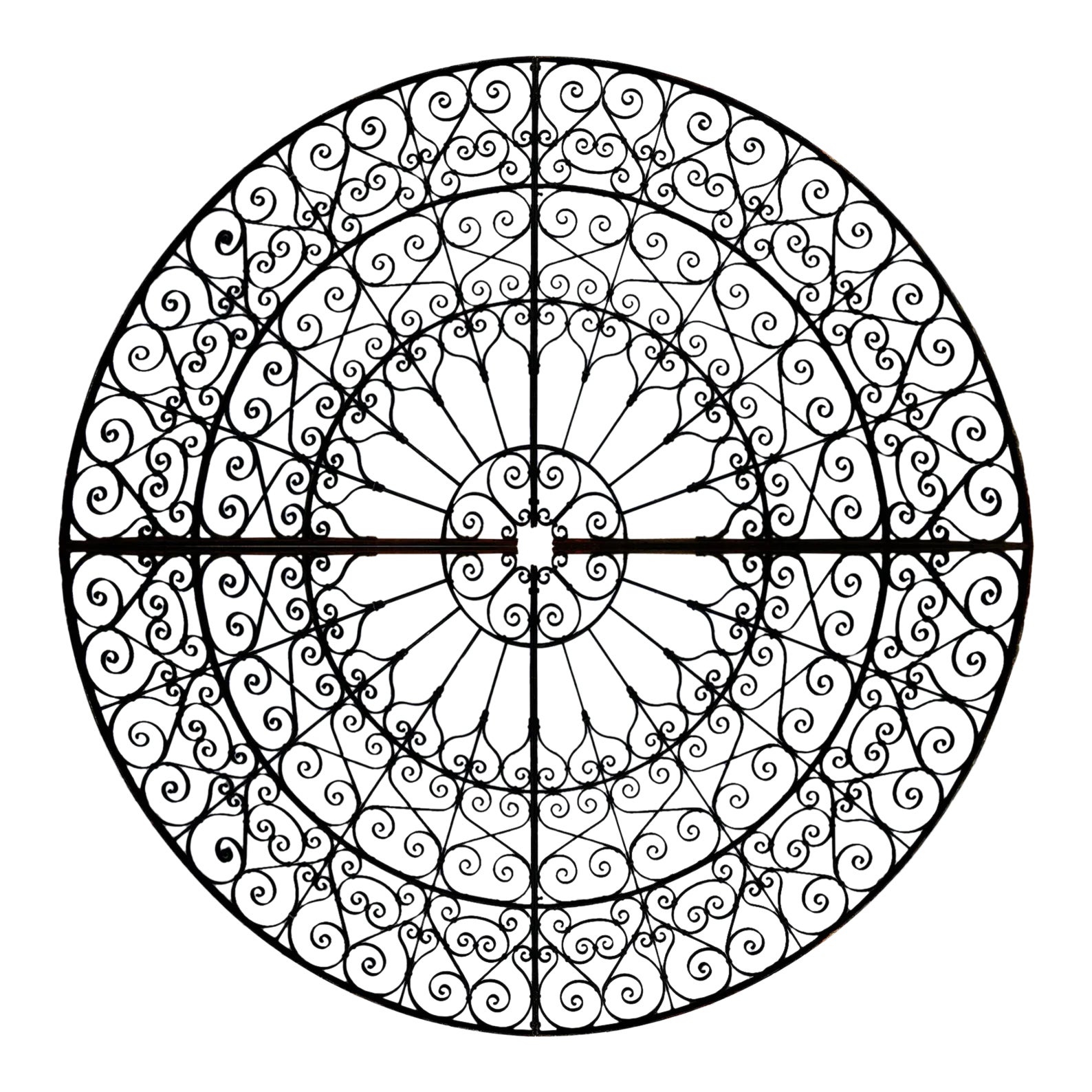 Antique Large Round Wrought Iron Skylight Grill | Chairish