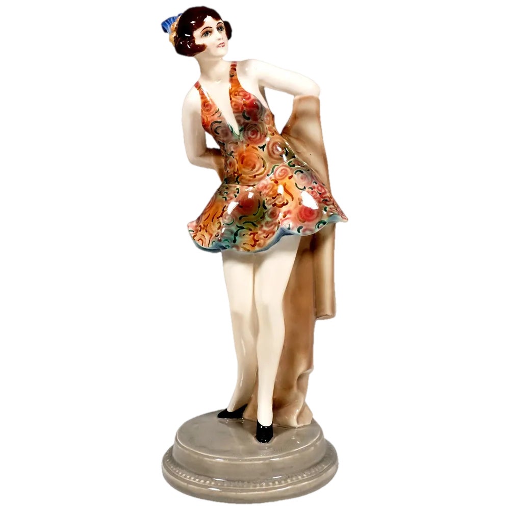Art Deco Figure Standing Dancer with Headdress by Wilhelm Thomasch for ...