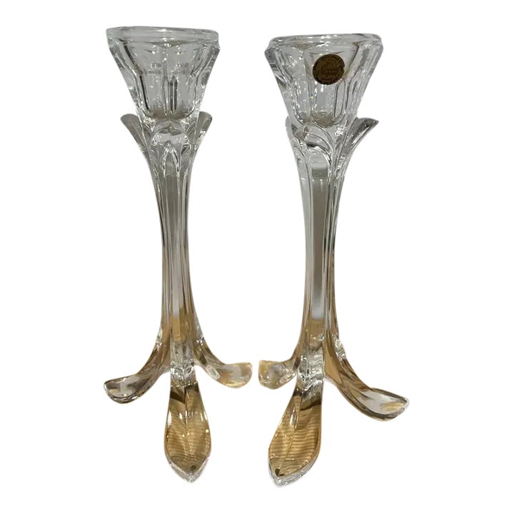 Vintage French Lead Crystal Candlesticks-Set of 2 | Chairish