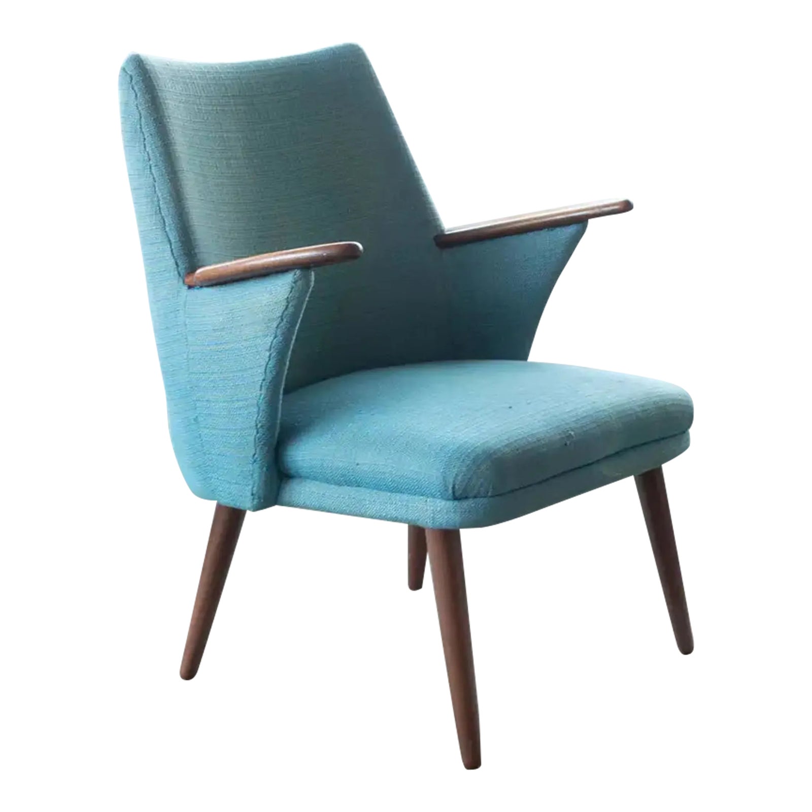 Danish Midcentury Easy Chair With Teak Armrests, 1950's | Chairish