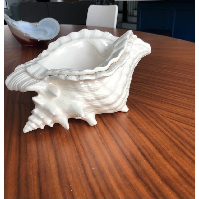 Vintage Ivory Conch Shell Cachepot Planter | Chairish