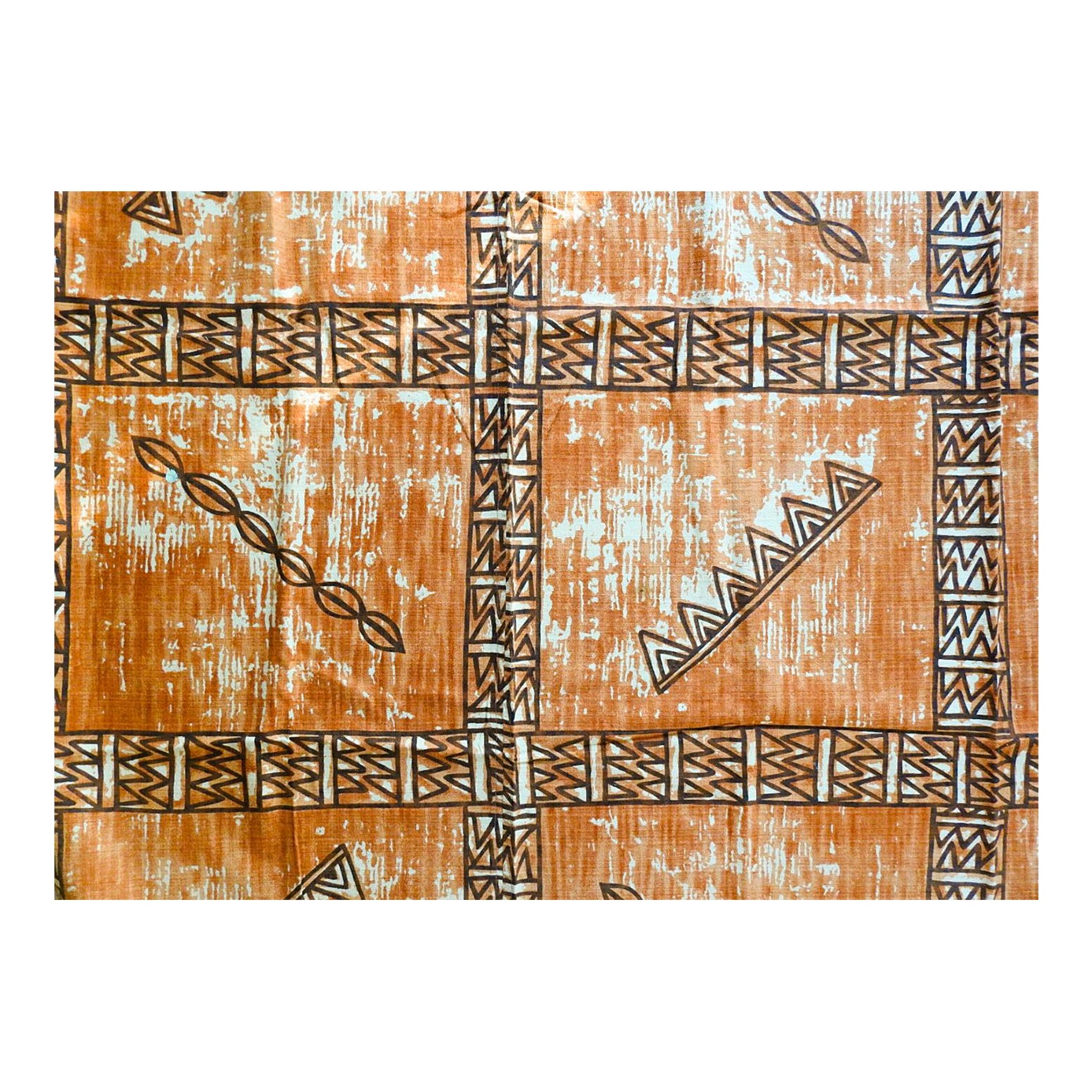 Mid 20th Century Gordon Hawaiian Tiki Tapa Print Fabric 2+ Yards | Chairish