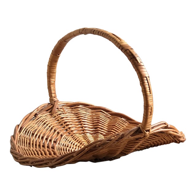 Large Mid-20th Century French Style Flower Gathering Basket | Chairish