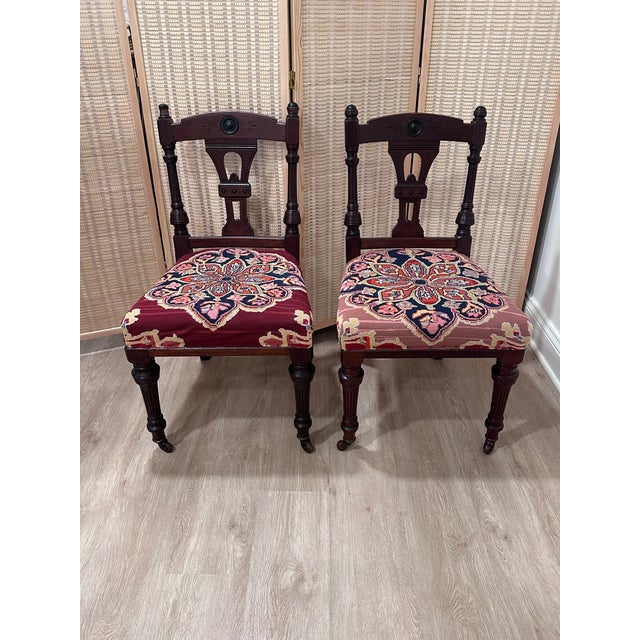 Antique needlepoint chairs for sale store