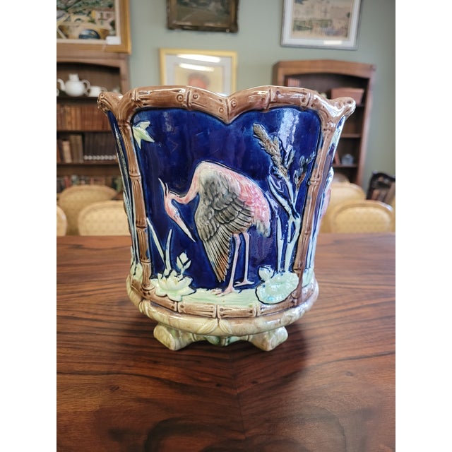 Large English Victorian Majolica Birds Jardinière Thomas Forester 1890 ...