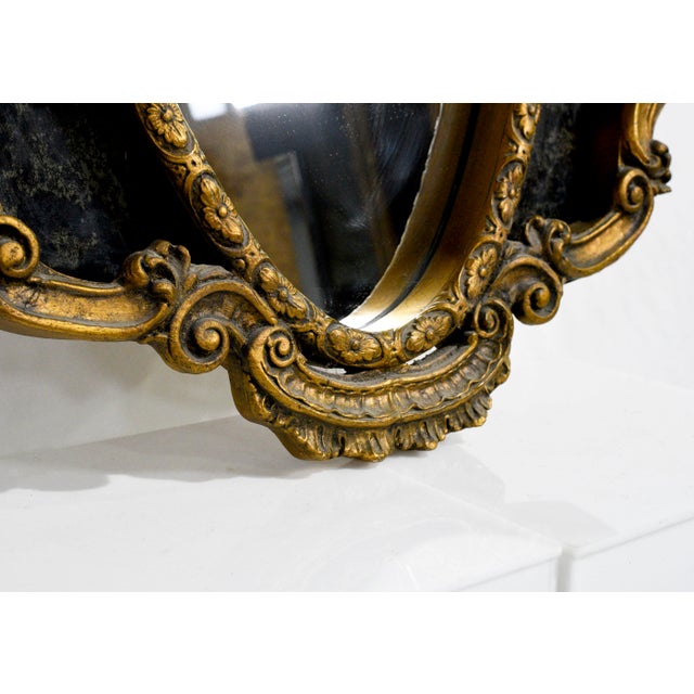 Vintage French Rococo Decorative Gold Oval Wall Mirror | Chairish