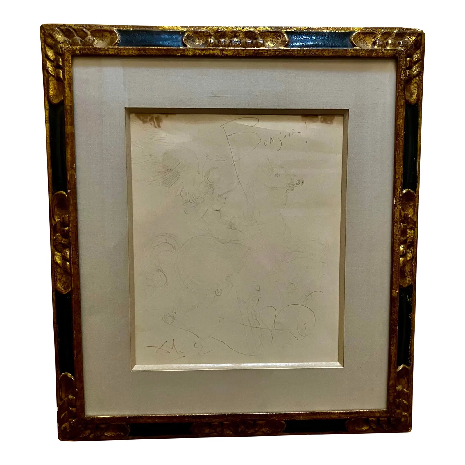 Salvador Dali Original Drawing “Bonjour” | Chairish