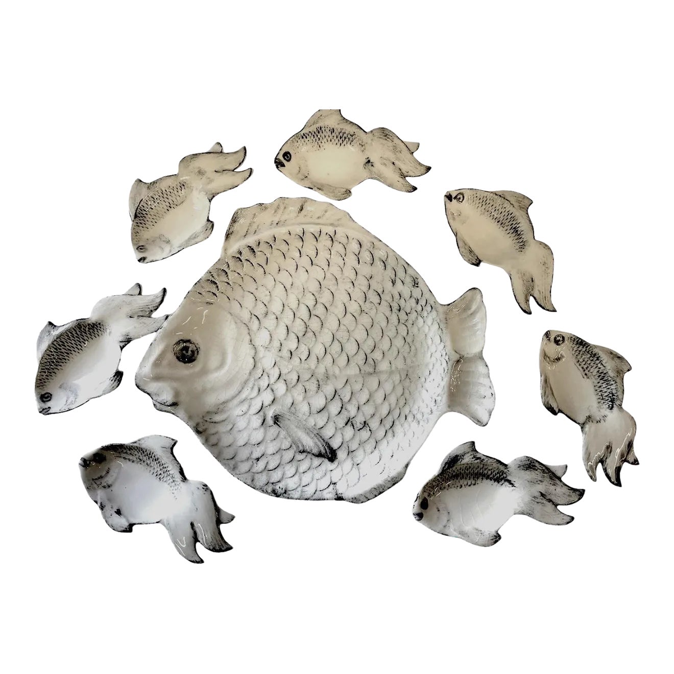 Fish Tray With Serving Dished- Set of 8 | Chairish