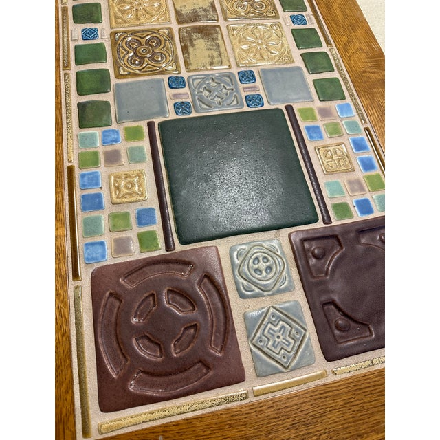 Stickley Coffee Table With Pewabic Pottery Tiles | Chairish