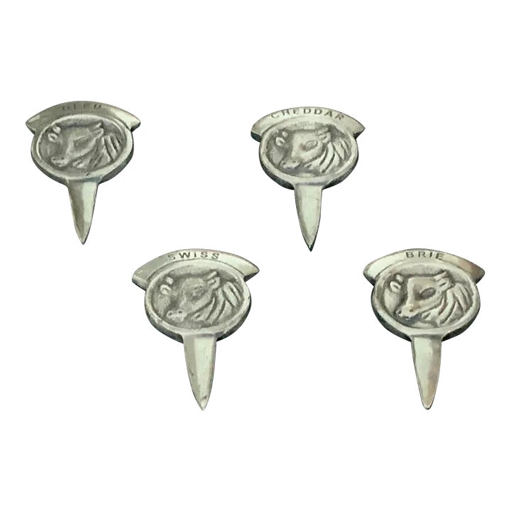 1980s Slate Cheese Board with Pewter Cheese Pegs Set- 5 Pieces | Chairish