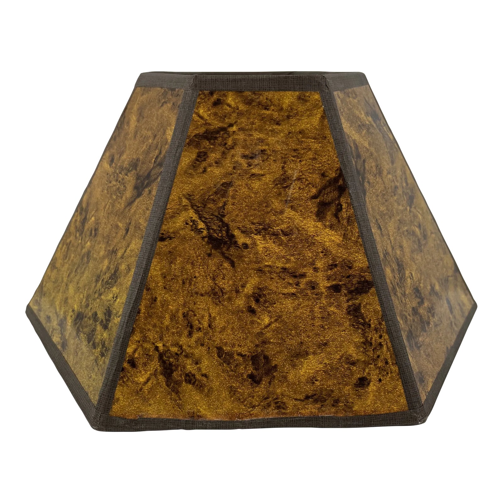Vintage Hexagonal Faux Wood Lamp Shade | Chairish
