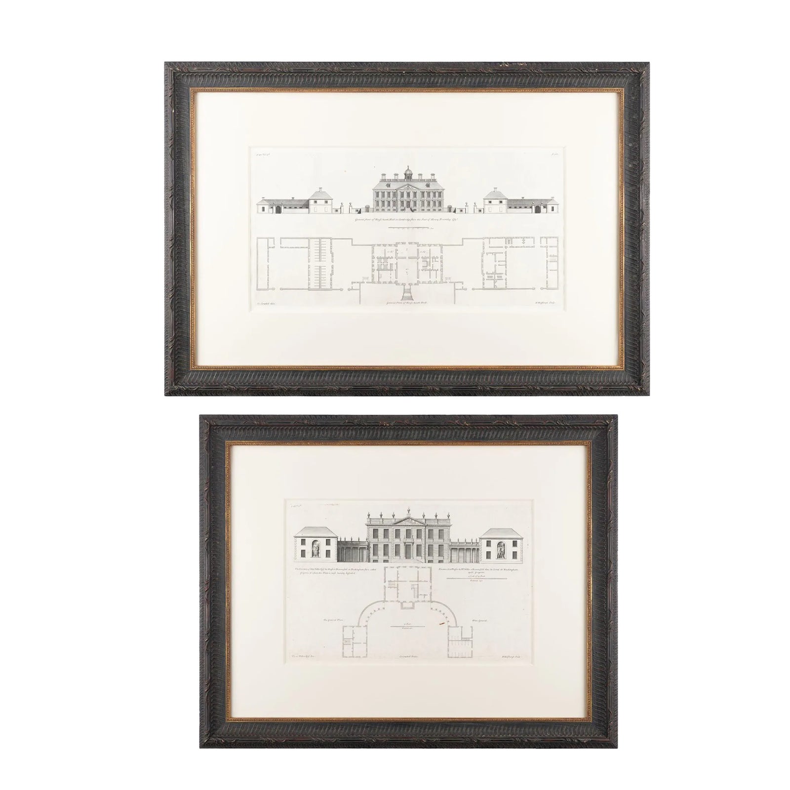 Two Architectural Engravings From Volume III of Vitruvius Britannicus ...