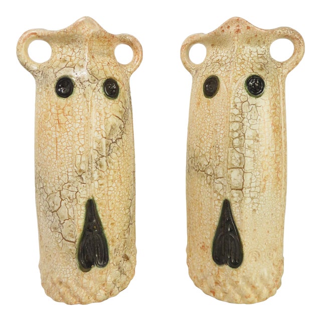 Rare Pair 1920's Art Nouveau Ditmar Urbach "Alienware" Pottery Vases ...