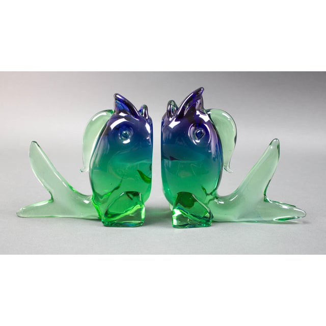 Mid 20th Century Archimede Seguso Italy Murano Glass Fish Bookends ...