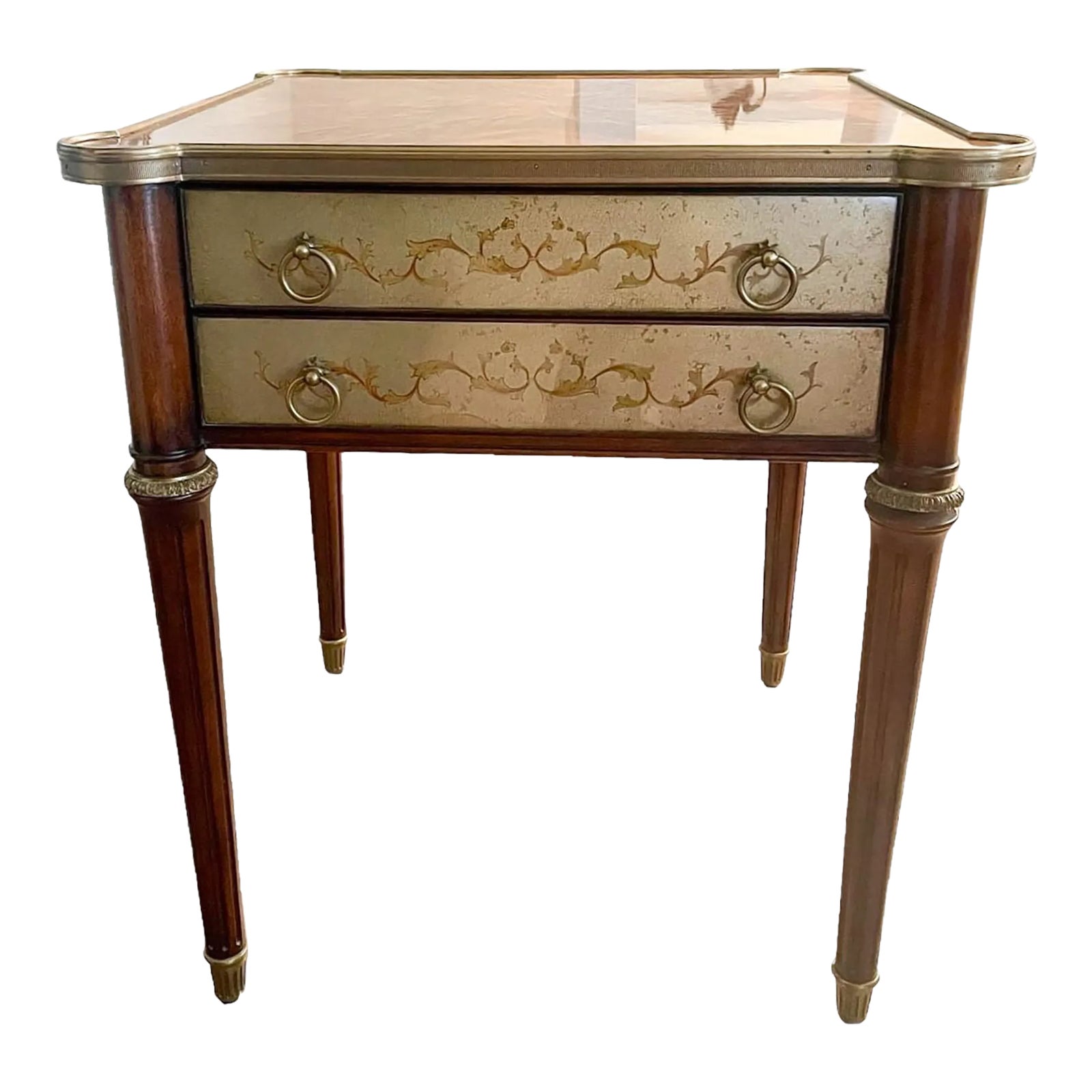 Theodore Alexander Mahogany Verre Églomisé Accent Table | Chairish