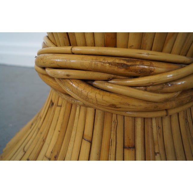 McGuire Sheaf of Wheat Bamboo Rattan Glass Table | Chairish
