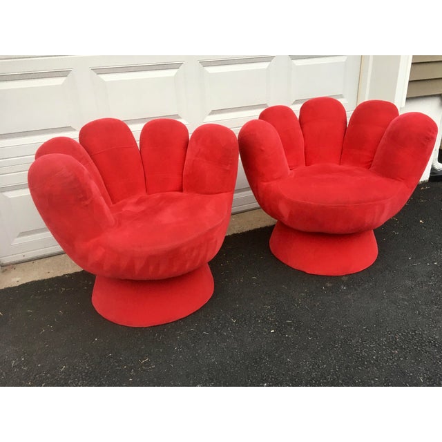 Vintage Contemporary Red Hand Chair- a Pair | Chairish