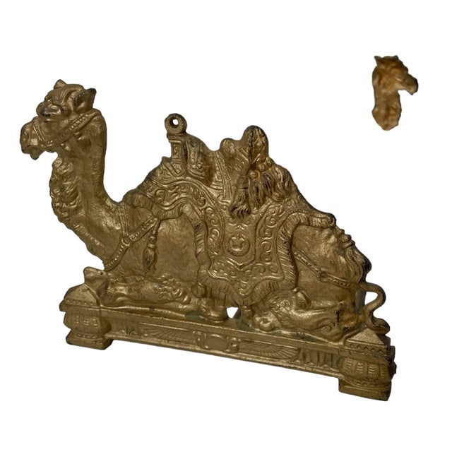 Vintage Cast Iron/Brass Camel Scholar’s Bookends | Chairish