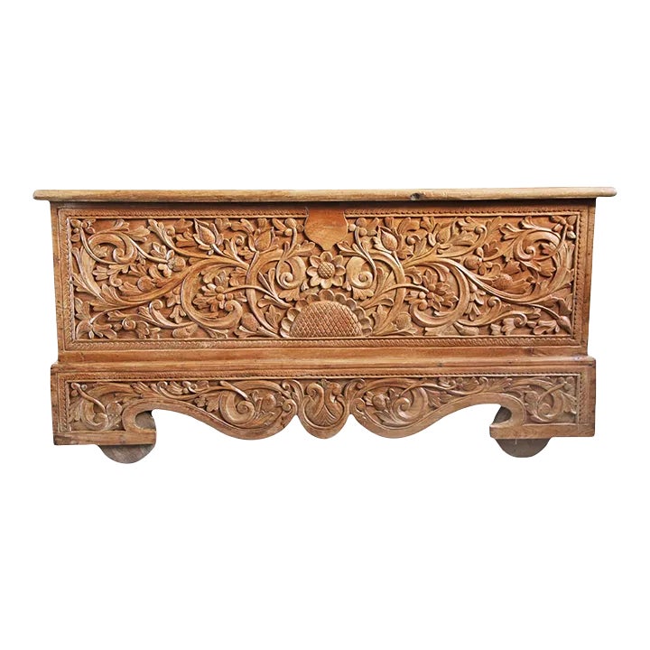 Antique Java Teak Wood Trunk | Chairish