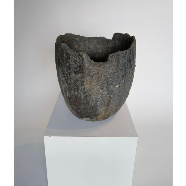 Vintage Brutalist Crucible Vessel Pot Planter | Chairish