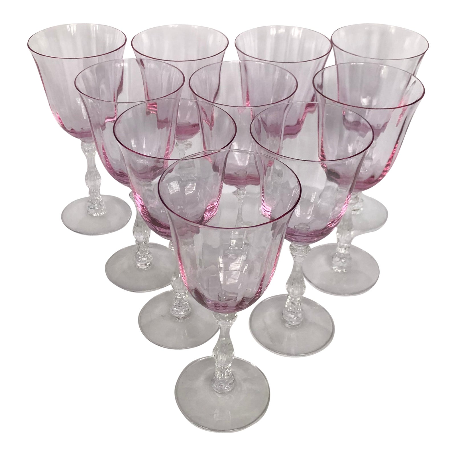 Fostoria Mid-Century Vintage Pale Pink Wine Glasses/Stems- Set of 10 ...