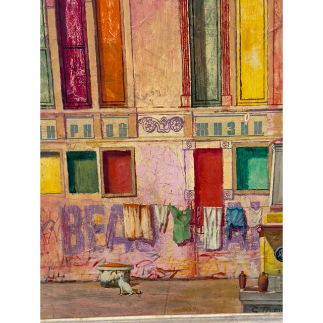 ate 20th Century Framed Collins Thomas Bright Modern Cityscape Painting ...