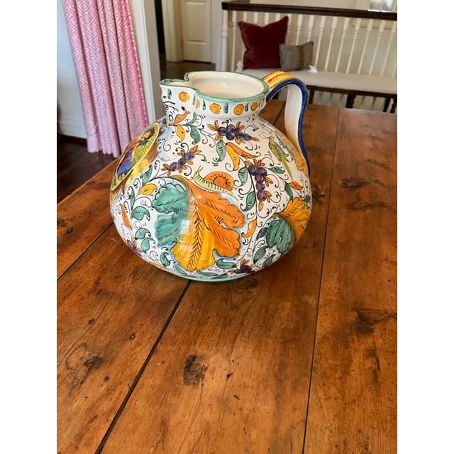 2000s Vietri Italian Hand-Painted Pitcher | Chairish